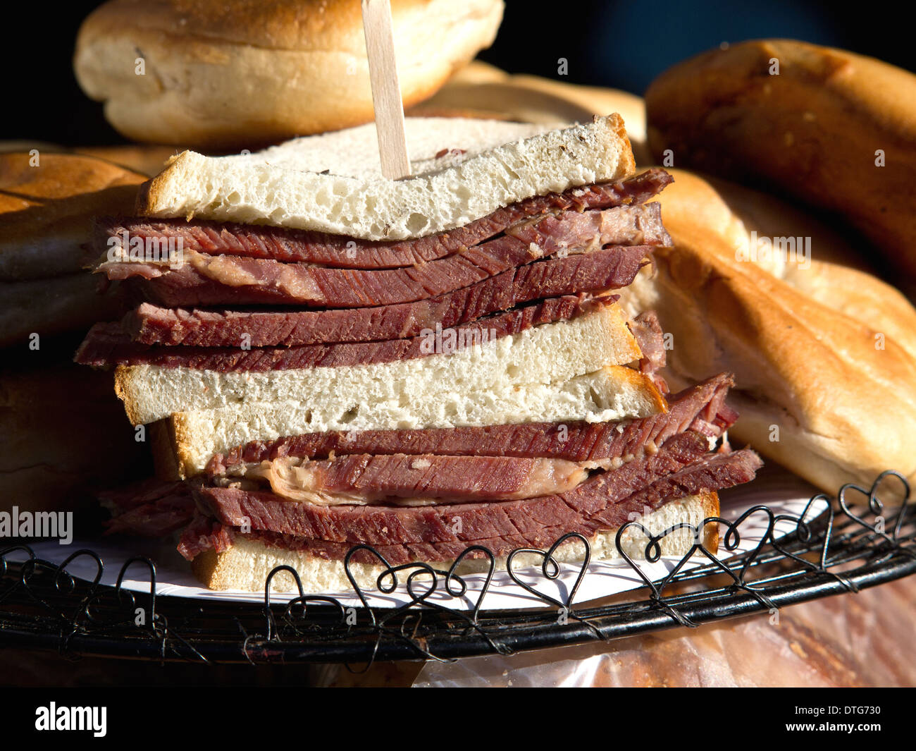 Large roast salted beef on a sandwich Stock Photo - Alamy
