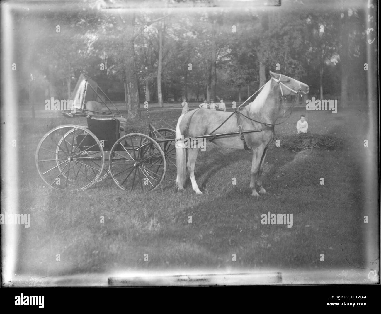 This early 20th-century photograph from 1904 shows a horse and buggy ...
