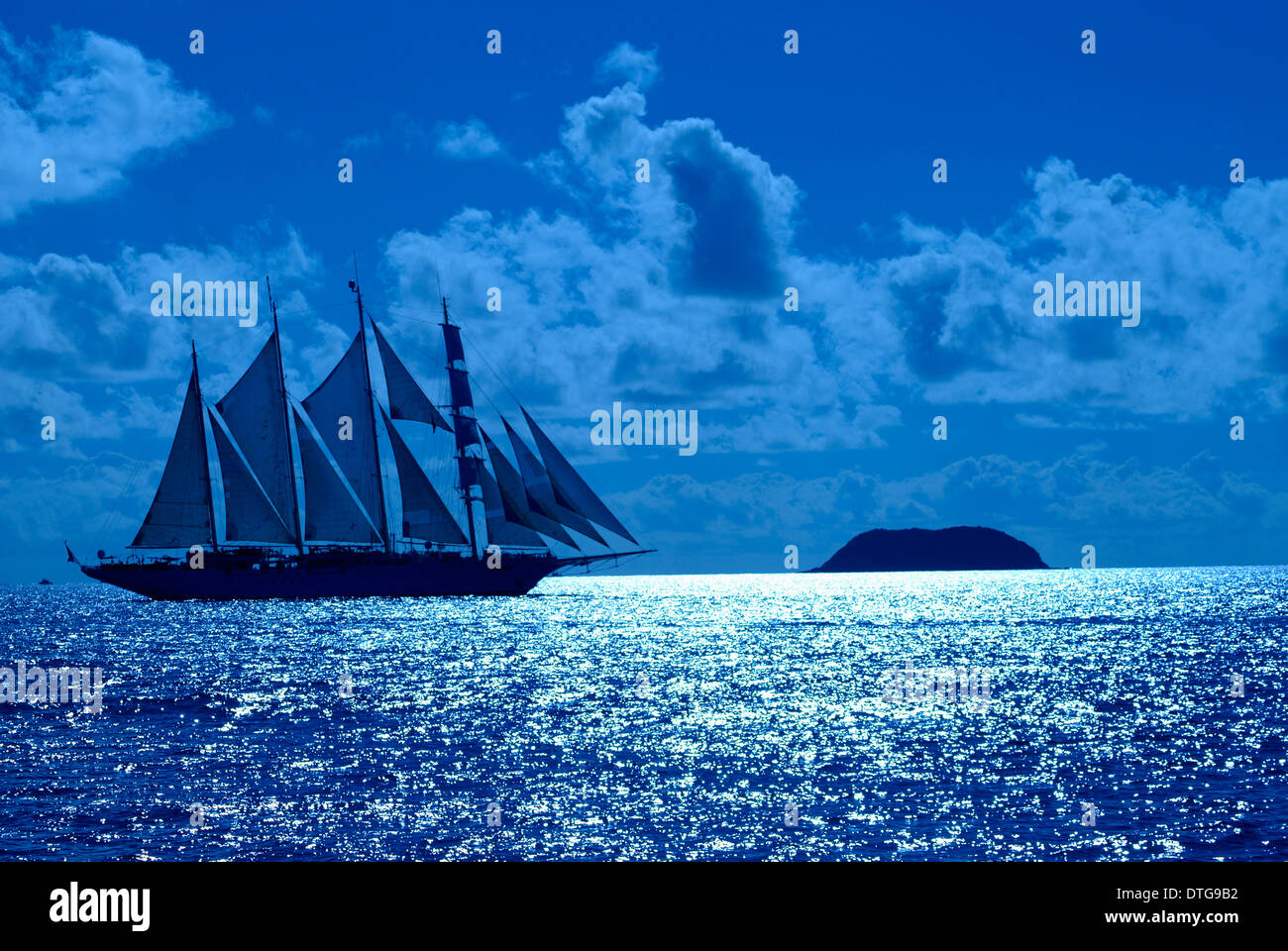 Large sailboat navigating the seas between Tortola and Virgin Gorda in ...