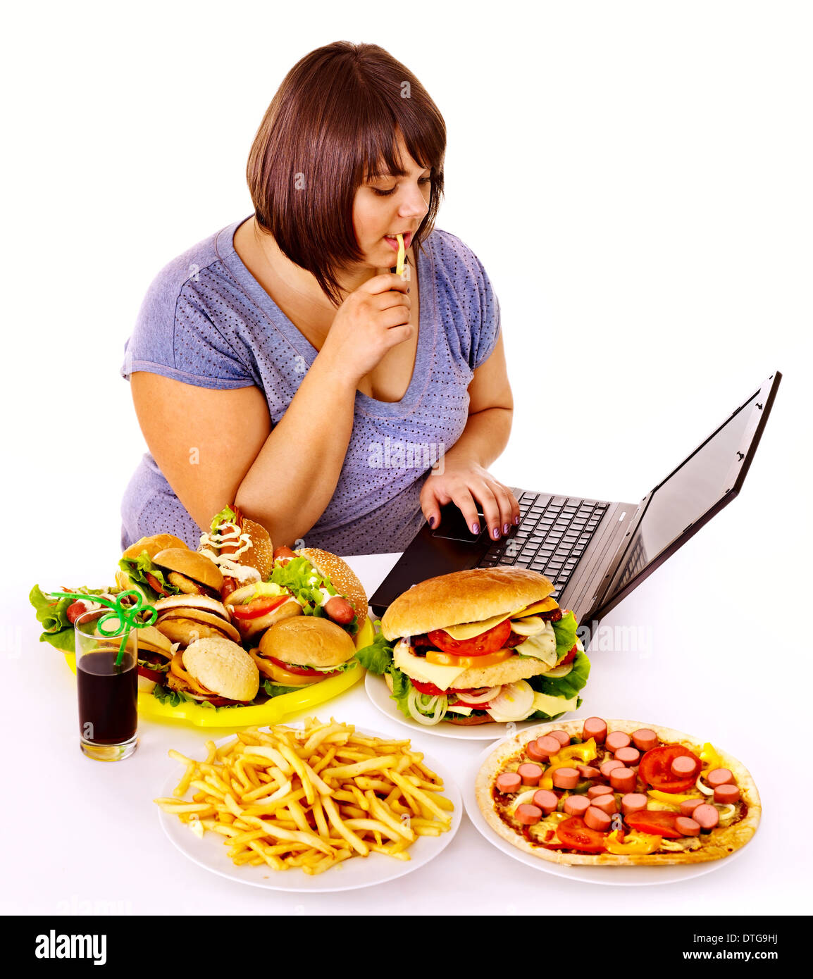 Overweight girl eating hot dog hi-res stock photography and images - Alamy