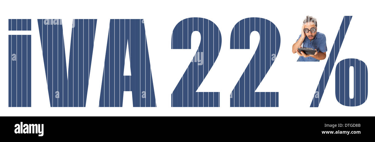 Iva italian tax with shocked boy on white background Stock Photo - Alamy