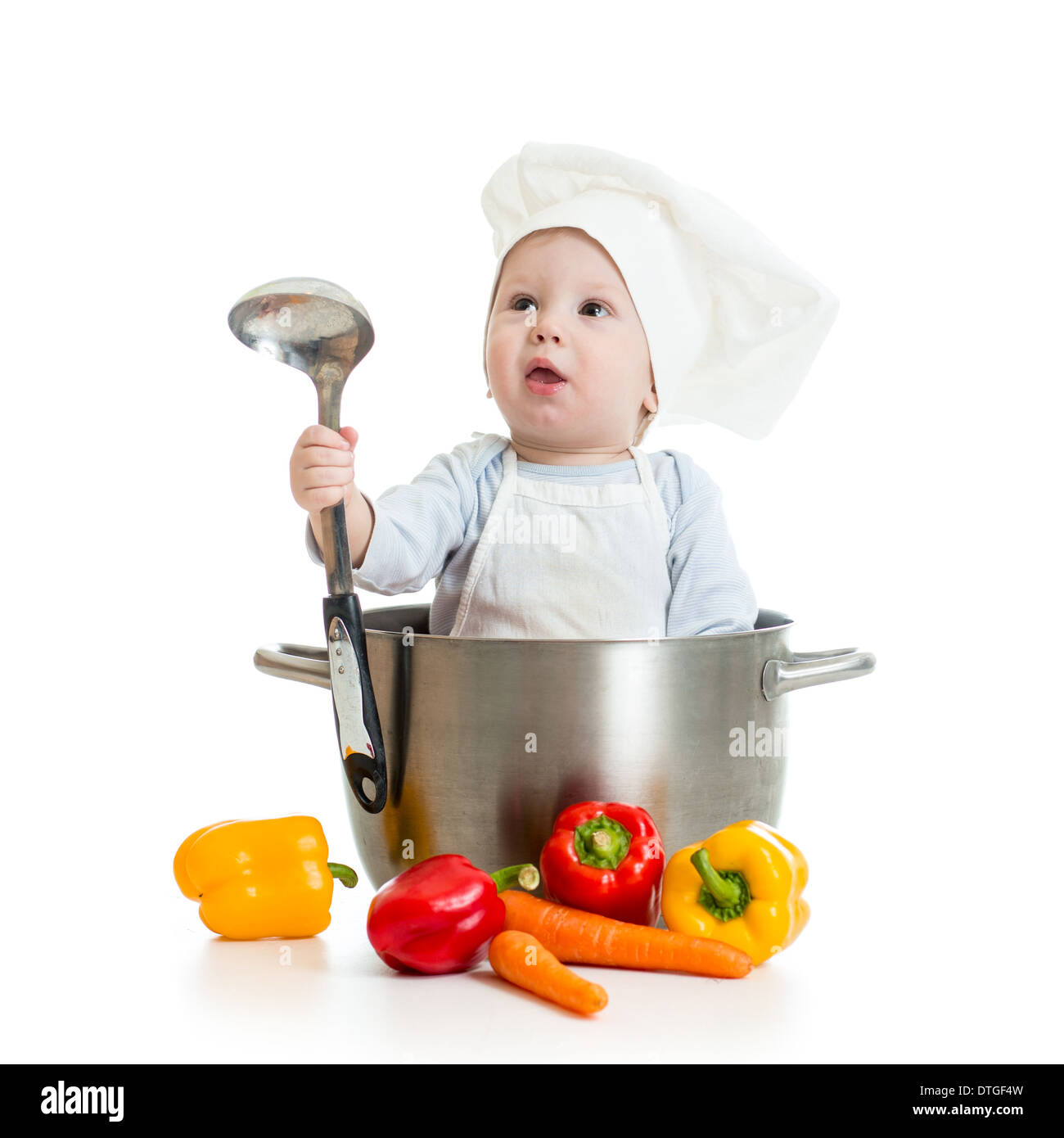 cook baby with healthy food isolated on white Stock Photo - Alamy