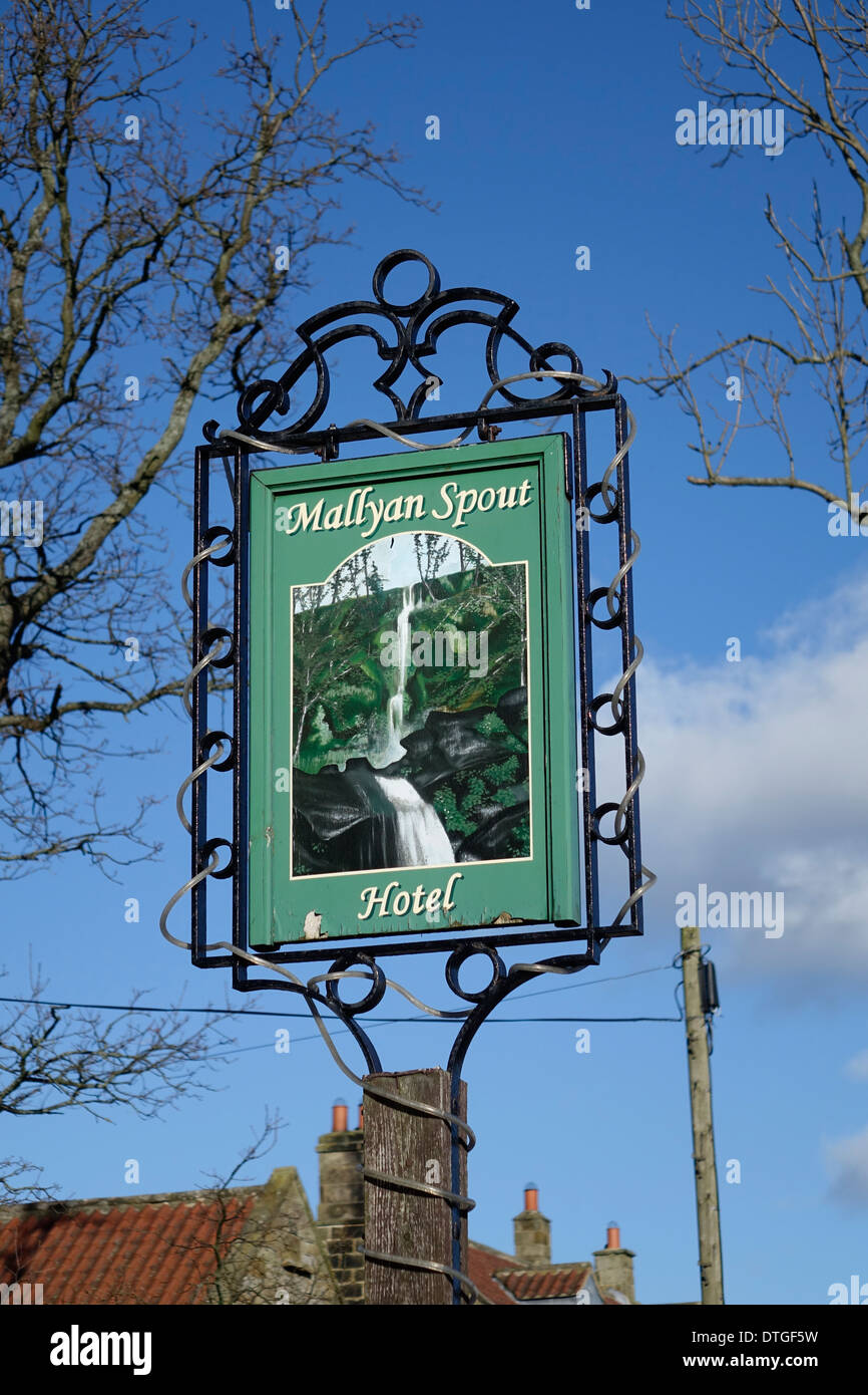 Sign of the Mallyan Spout Hotel Goathland North Yorkshire England Stock ...