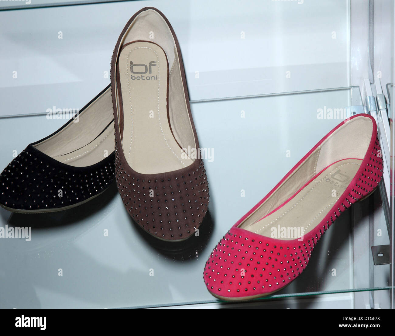 Las Vegas, Nevada, USA. 17th Feb, 2014. Shoes from Betani Footwear are ...