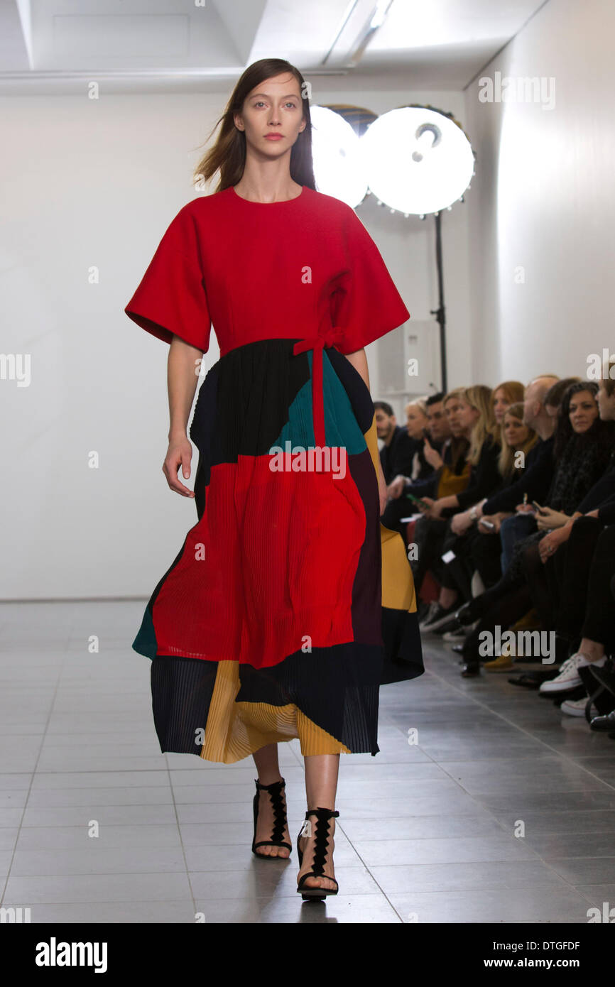London, England, UK. 17 February 2014. A model walks the runway at the ...
