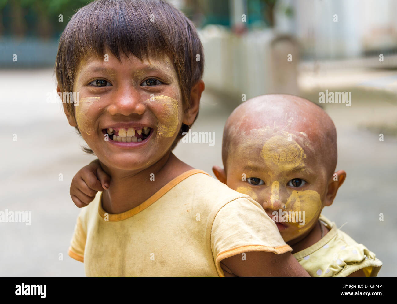 MANDALAY, MYANMAR - CIRCA DECEMBER 2013: Happy Burmese children playing ...