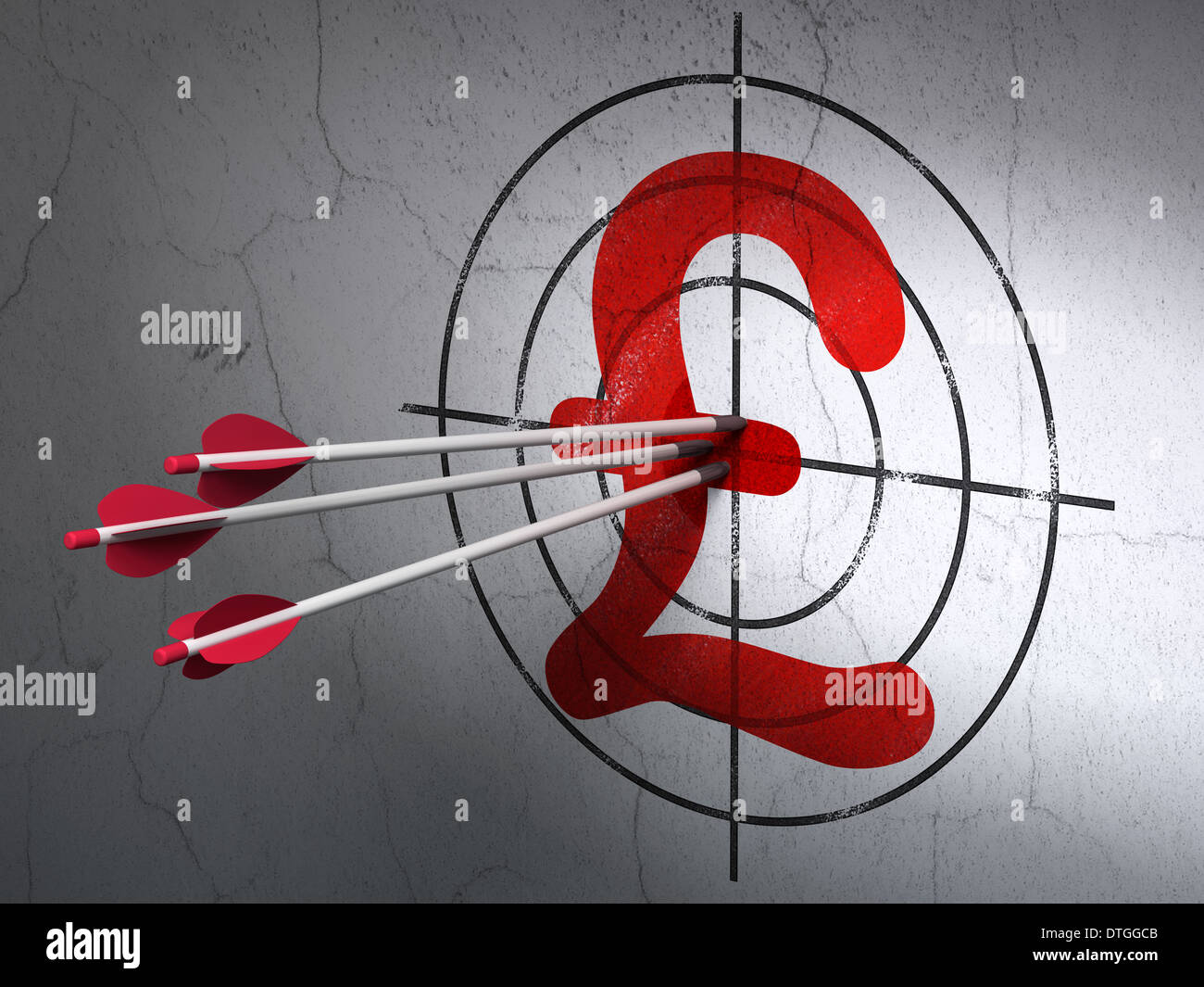 Currency concept: arrows in Pound target on wall background Stock Photo ...