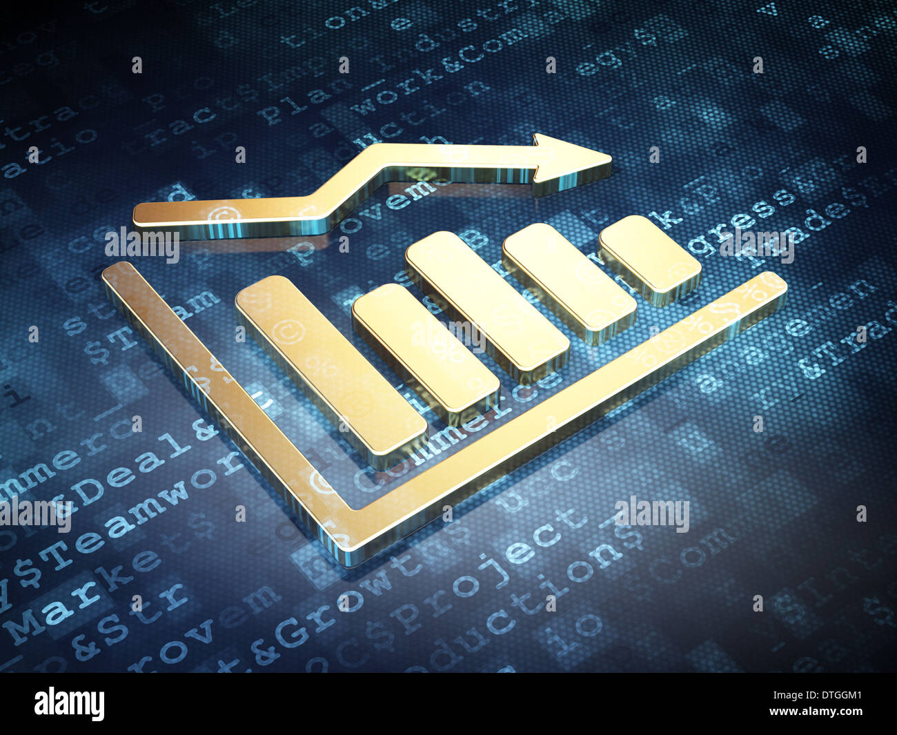 News concept: Golden Decline Graph on digital background Stock Photo ...