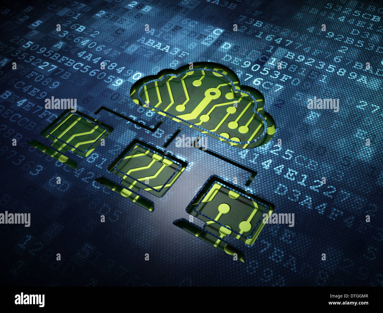 Cloud networking concept: Cloud Network on digital screen background ...