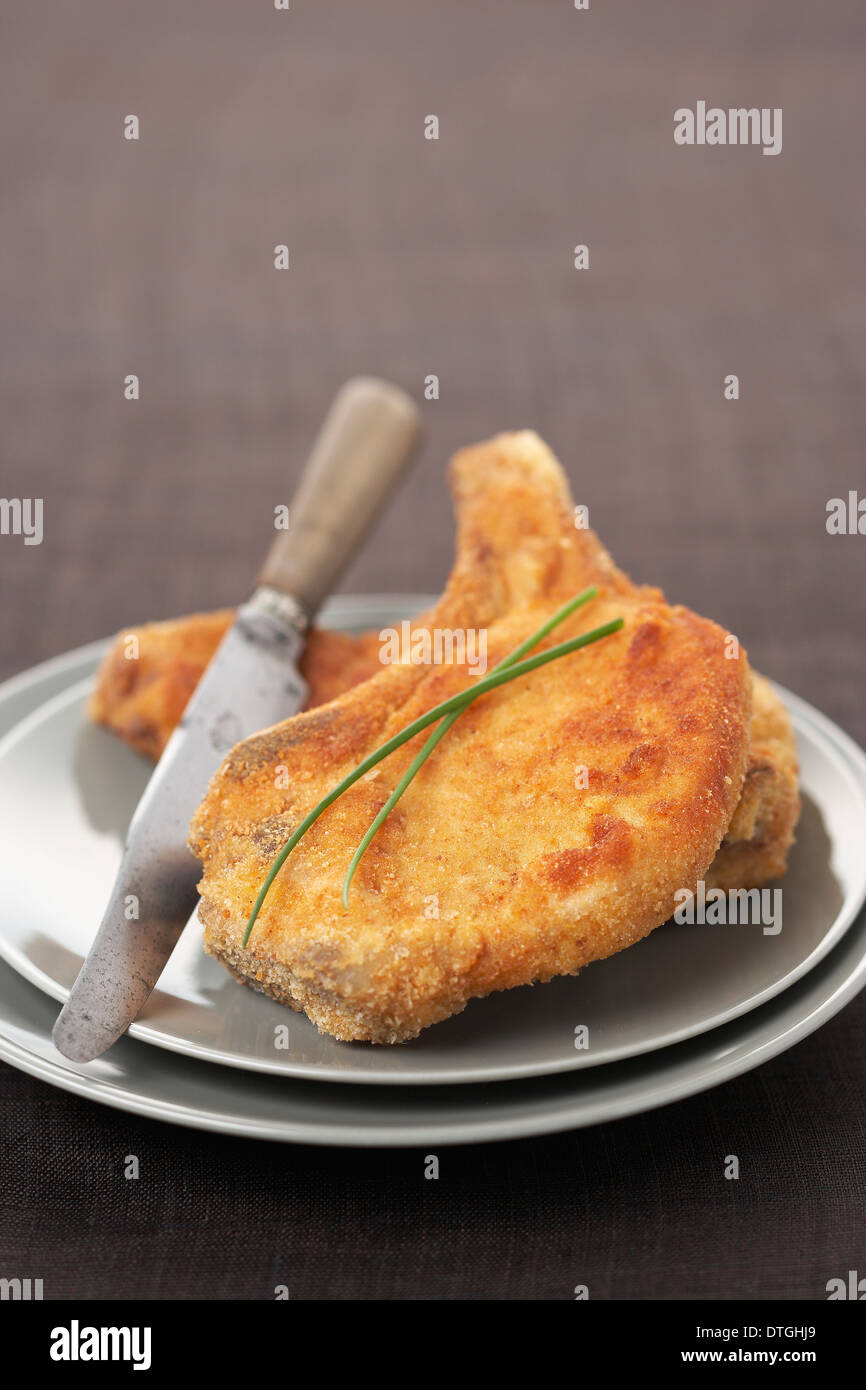 Breaded pork chops Stock Photo - Alamy
