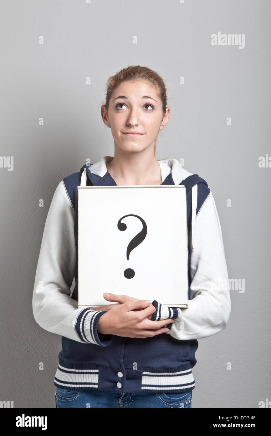 teenage girl,question mark Stock Photo - Alamy