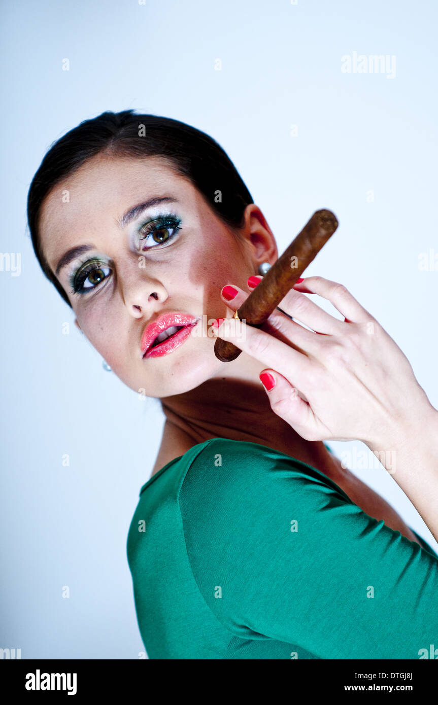 Woman With Cigar High Resolution Stock Photography and Images - Alamy