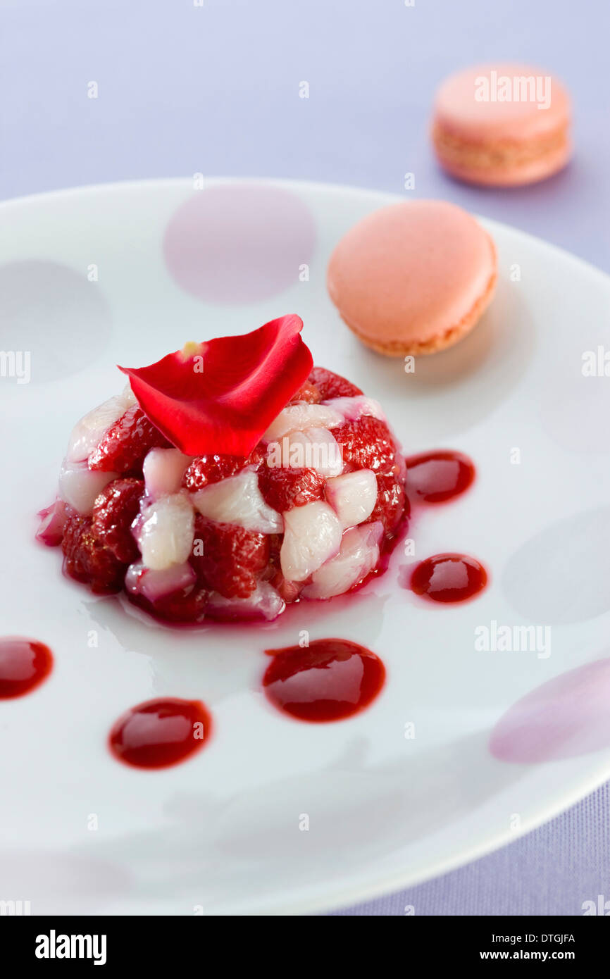 Strawberry and lychee tartare Stock Photo - Alamy