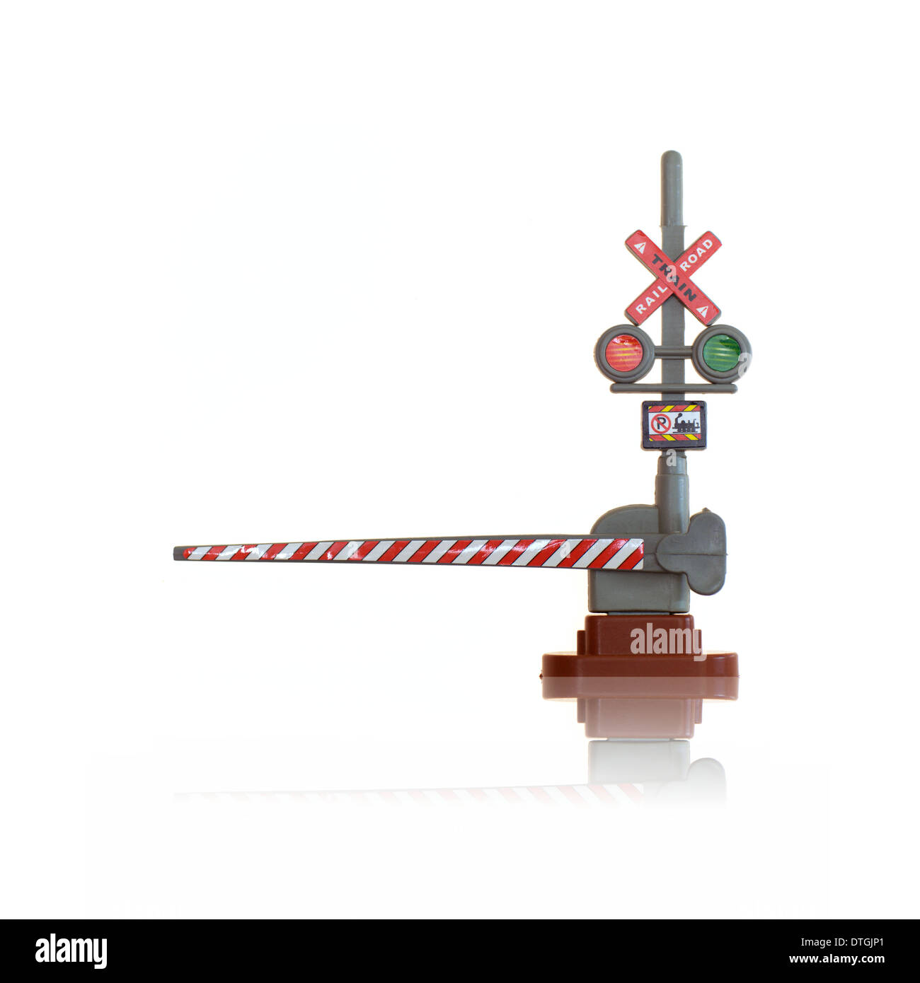 A toy train guard isolated against a white background Stock Photo - Alamy