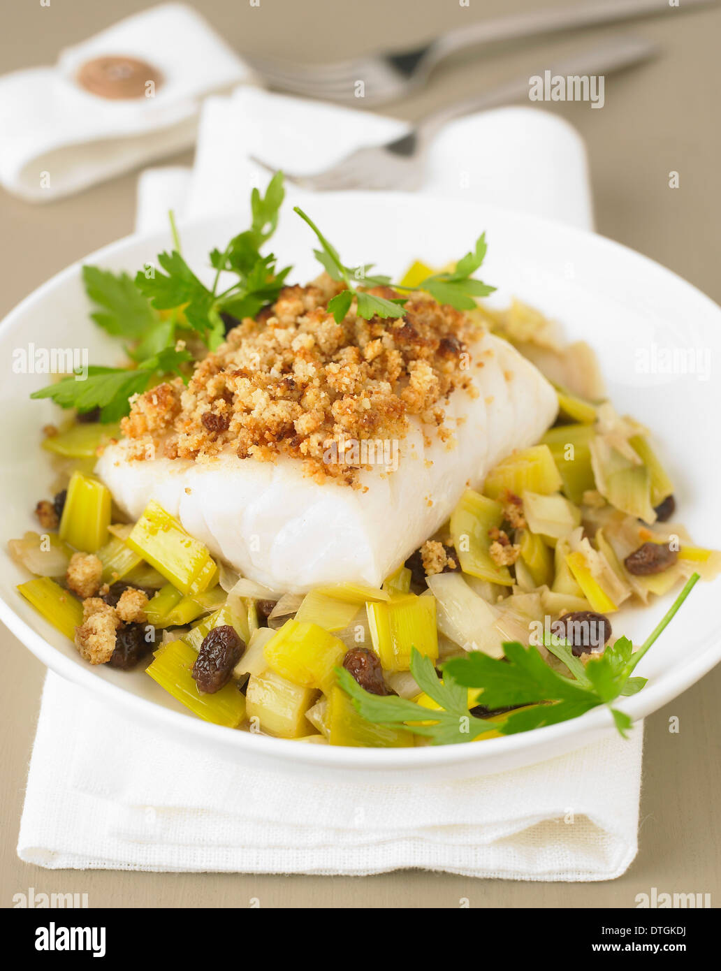 Piece of cod with walnut crust hi-res stock photography and images - Alamy