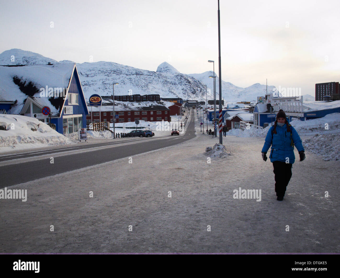 Aqqusinersuaq. The main street of Nuuk. Greenland Stock Photo - Alamy