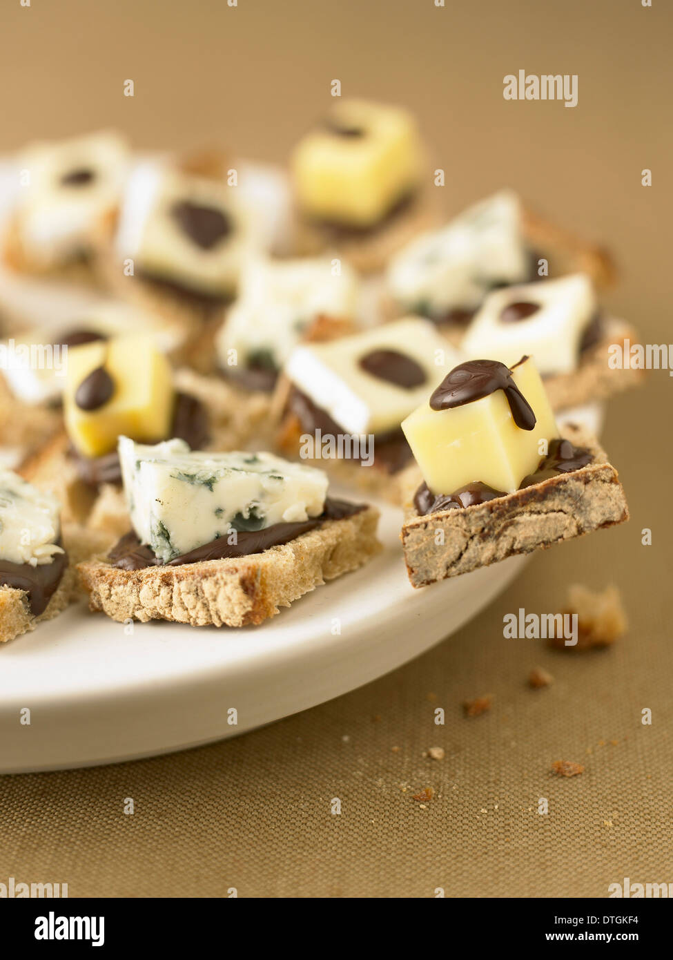 Chocolate and cheese canapés Stock Photo - Alamy