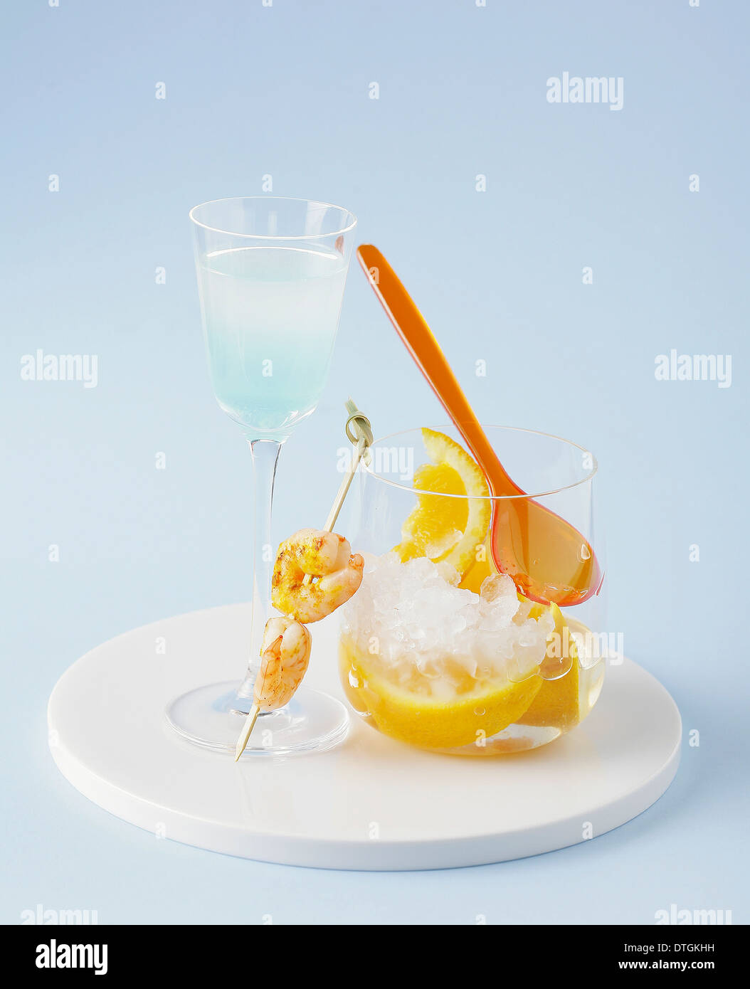 Blue lagoon and Clockwork cocktails Stock Photo - Alamy
