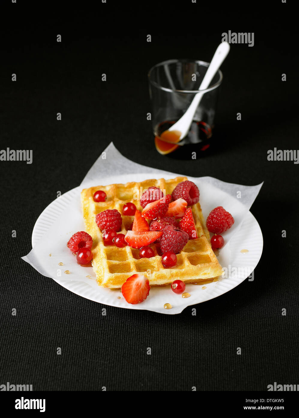 Waffles with summer fruit Stock Photo - Alamy