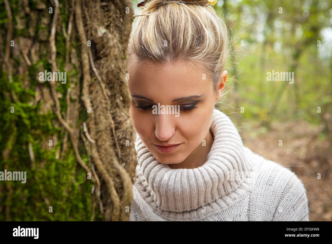 Back woman blonde nature hi-res stock photography and images - Alamy
