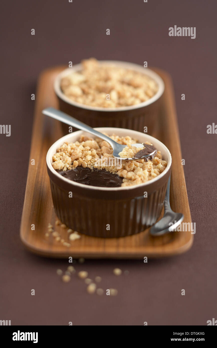 Chocolate cream crumble Stock Photo - Alamy