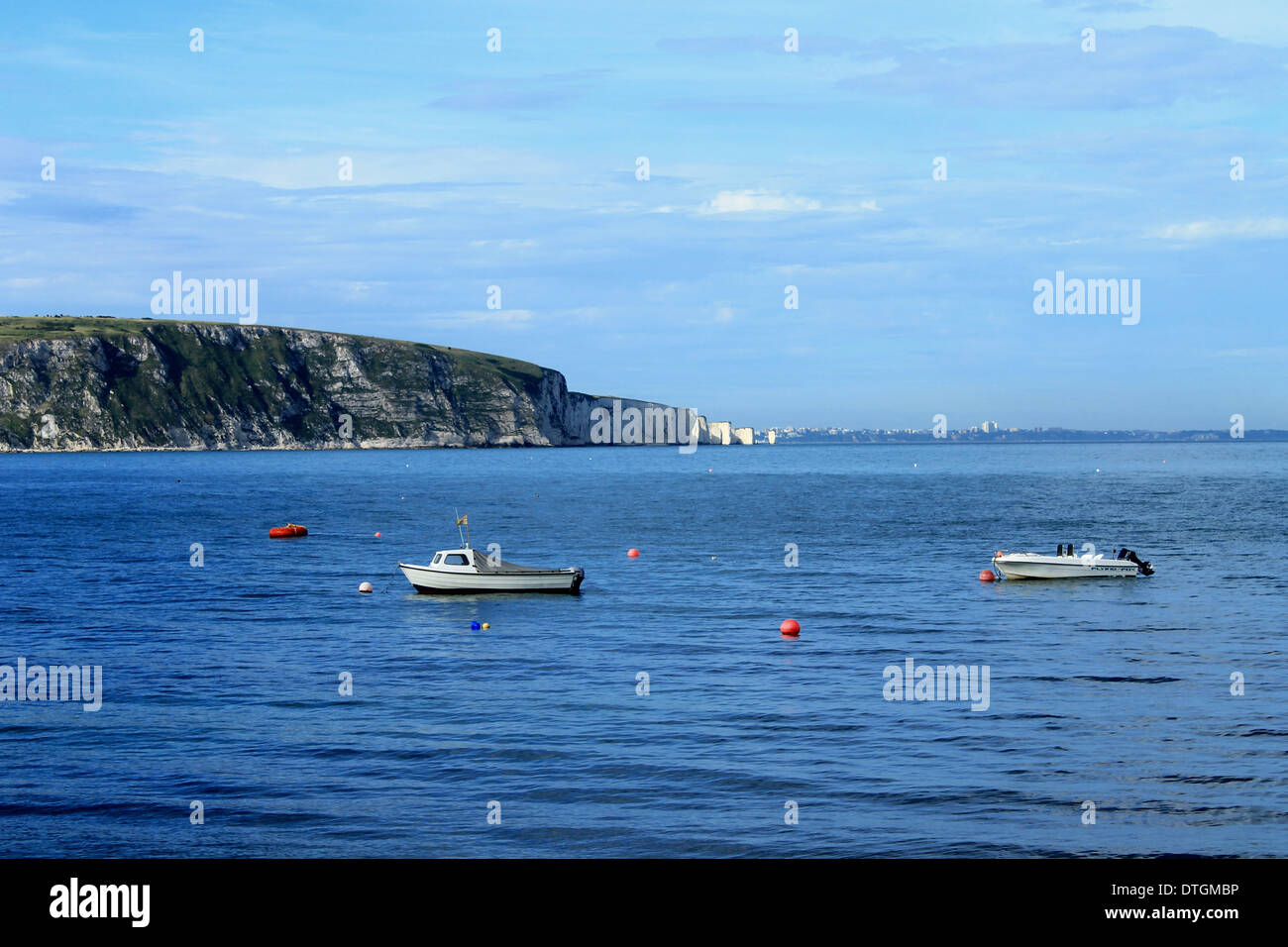 A view of Old Harry Rocks taken from Peveril Point in Swanage in The ...