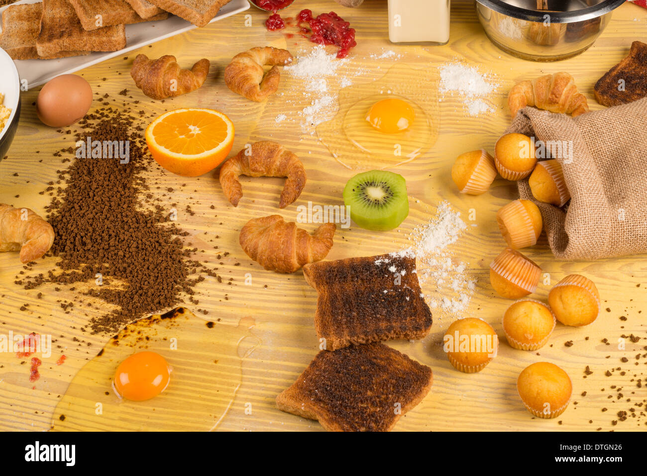 A big time mess after kids prepared breakfast for fathers day Stock ...