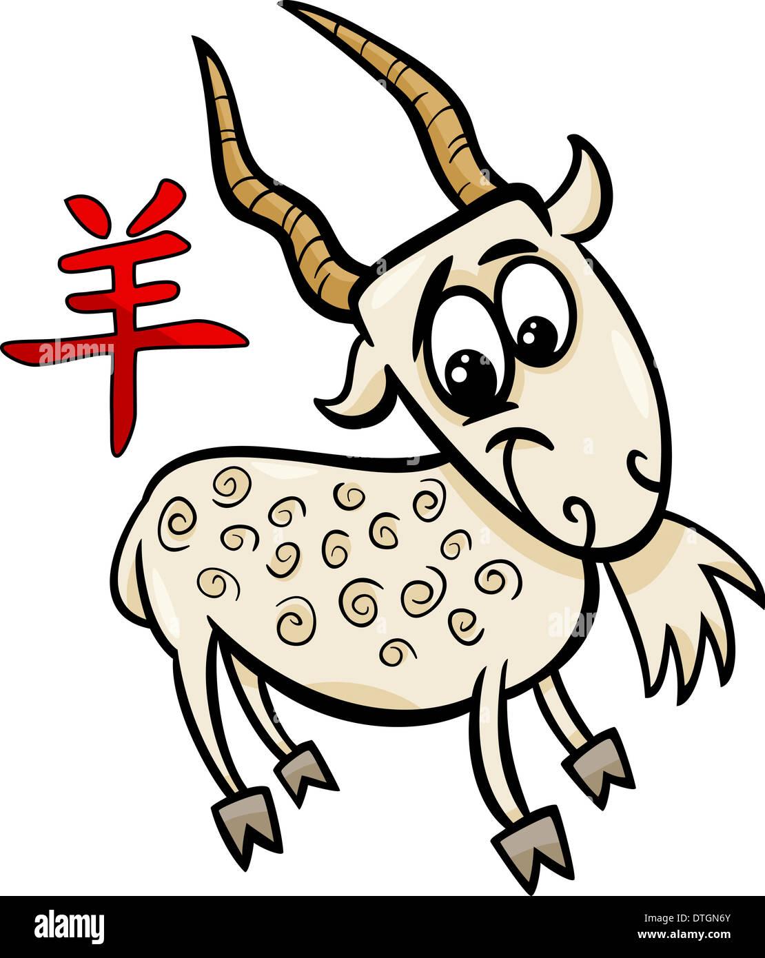 Cartoon Illustration of Goat Chinese Horoscope Zodiac Sign Stock Photo ...