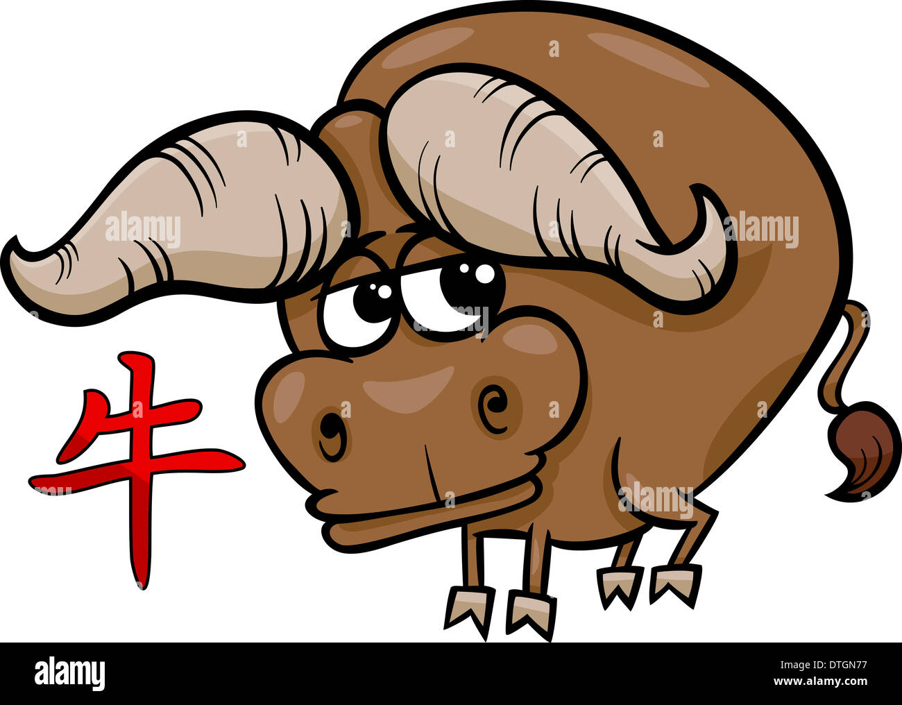 Cartoon Illustration of Ox Chinese Horoscope Zodiac Sign Stock Photo ...