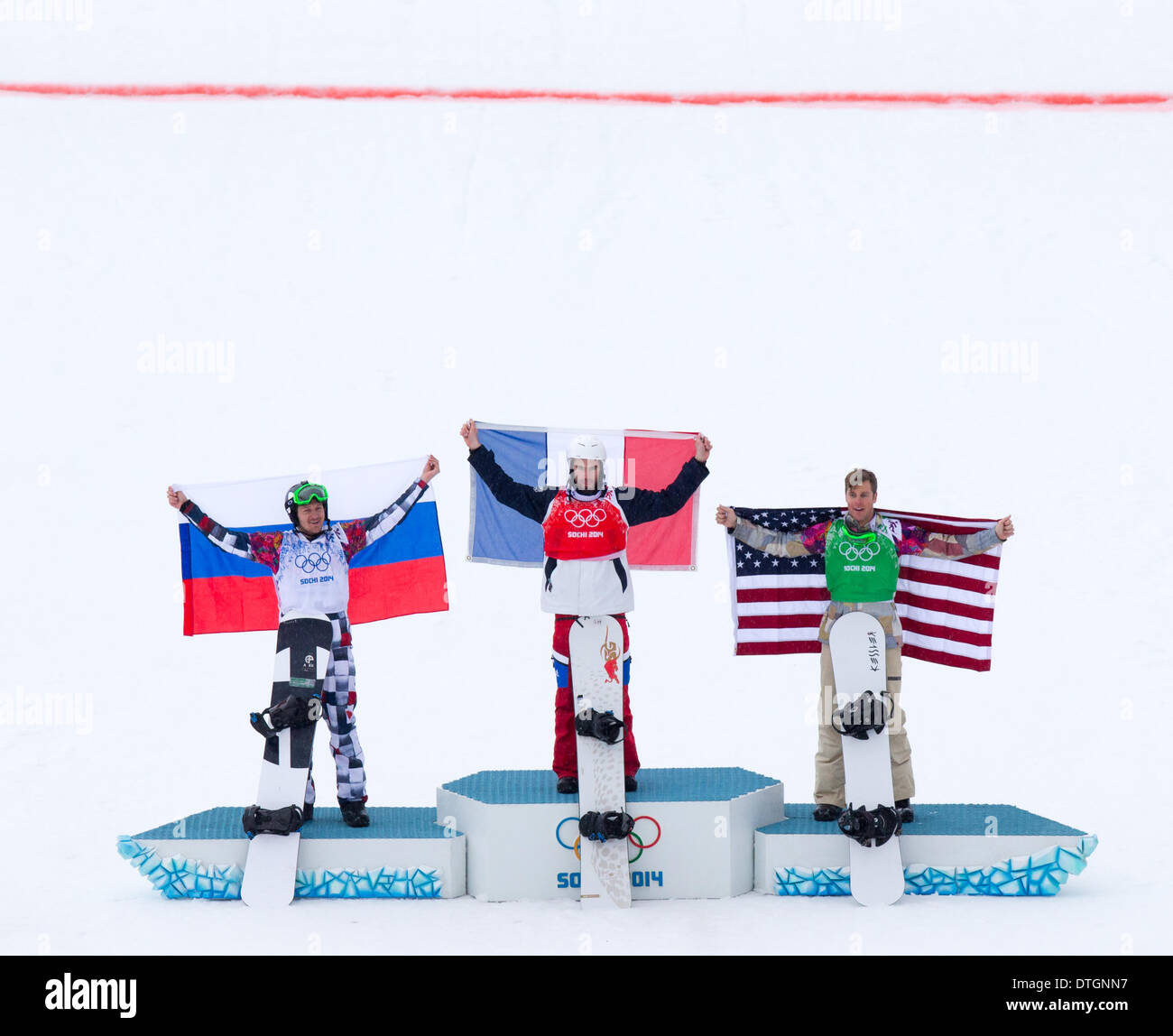 Podium (LtoR): Nikolay Olyunin (RUS-Silver), Pierre Vaultier (FRA-Gold ...