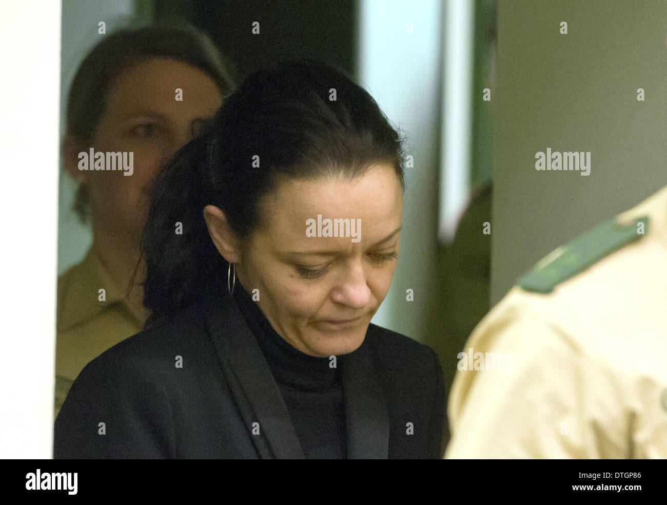 Munich, Germany. 18th Feb, 2014. Defendant Beate Zschaepe arrives in ...