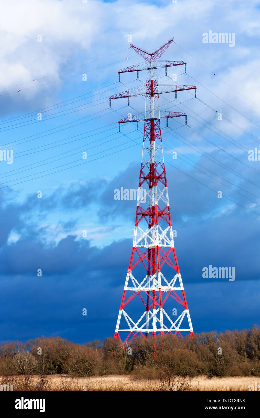 Electric pole.high voltage post.High-voltage tower sky background Stock ...