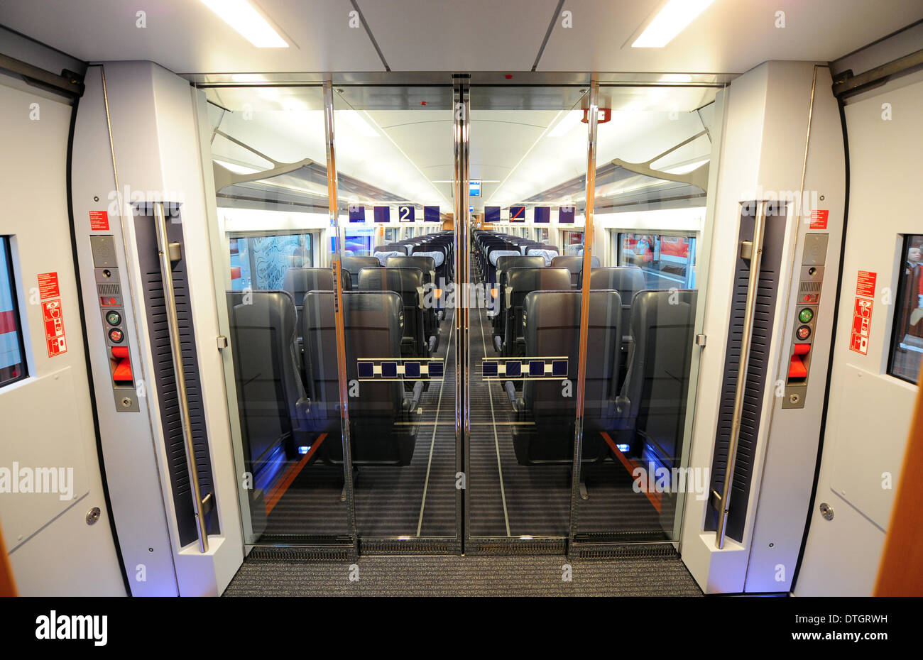 Frankfurt Main, Germany. 18th Feb, 2014. Interior view of a new ICE 3 ...