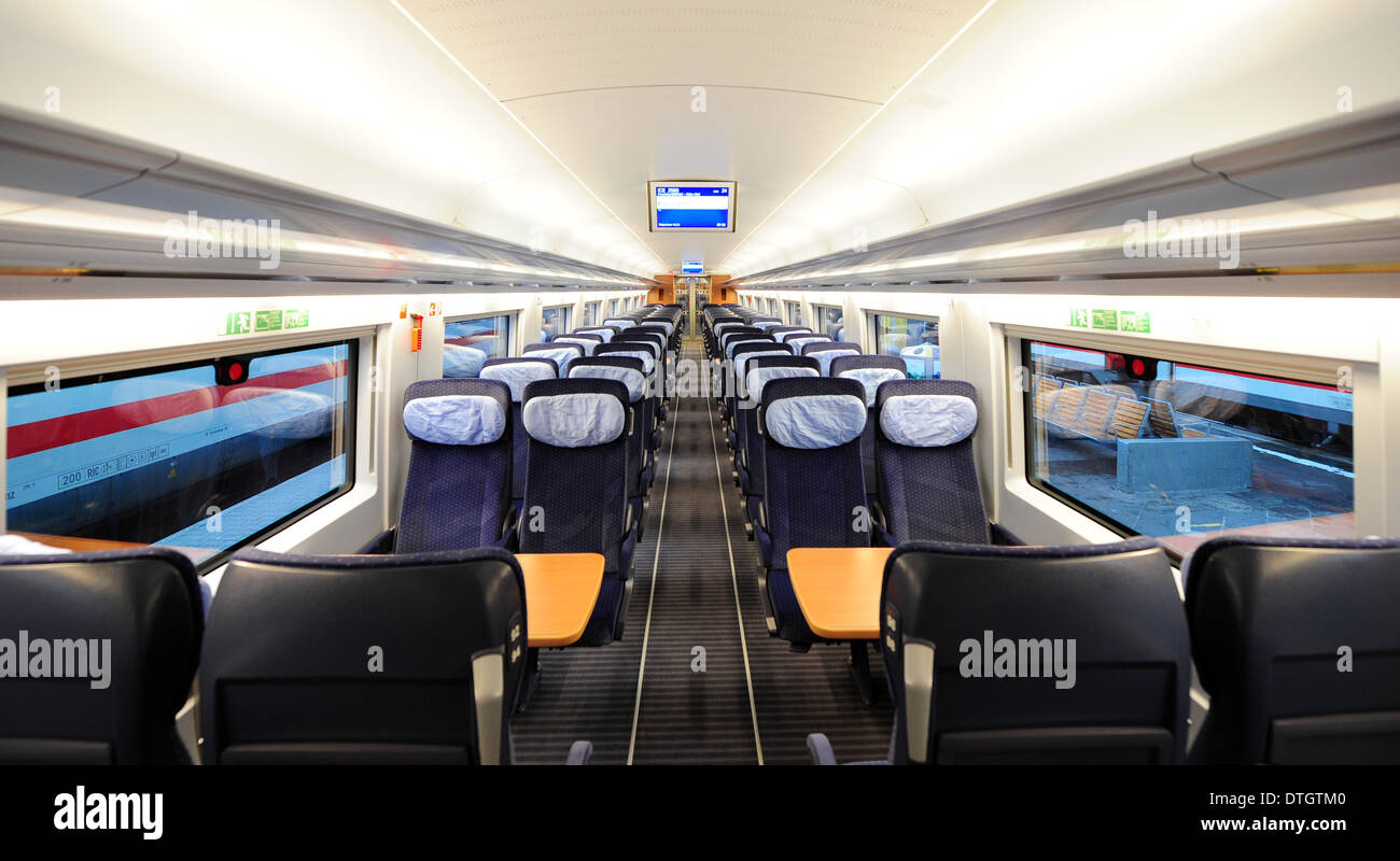 Frankfurt Main, Germany. 18th Feb, 2014. Interior view of a new ICE 3 ...