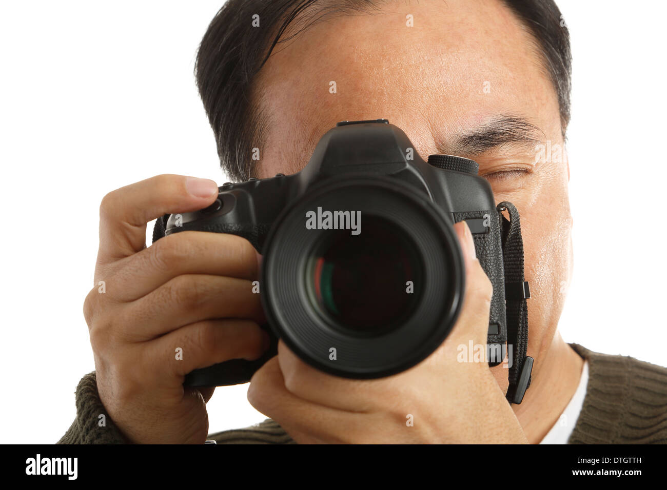 Portrait of an asian male photographer on white background Stock Photo ...