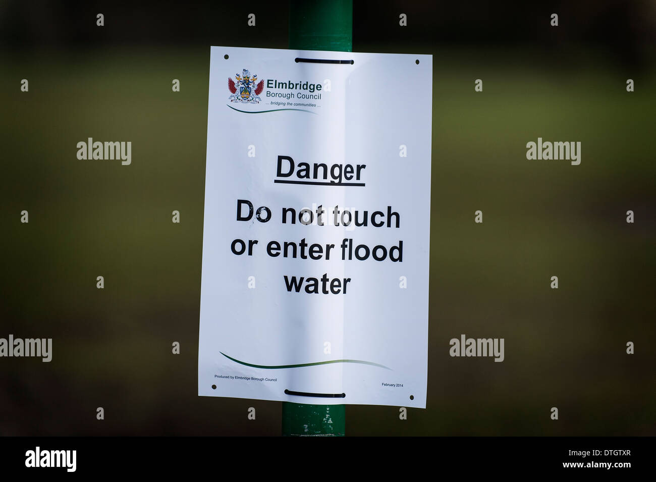 Warning sign placed out by Elmbridge Borough Council during the severe ...