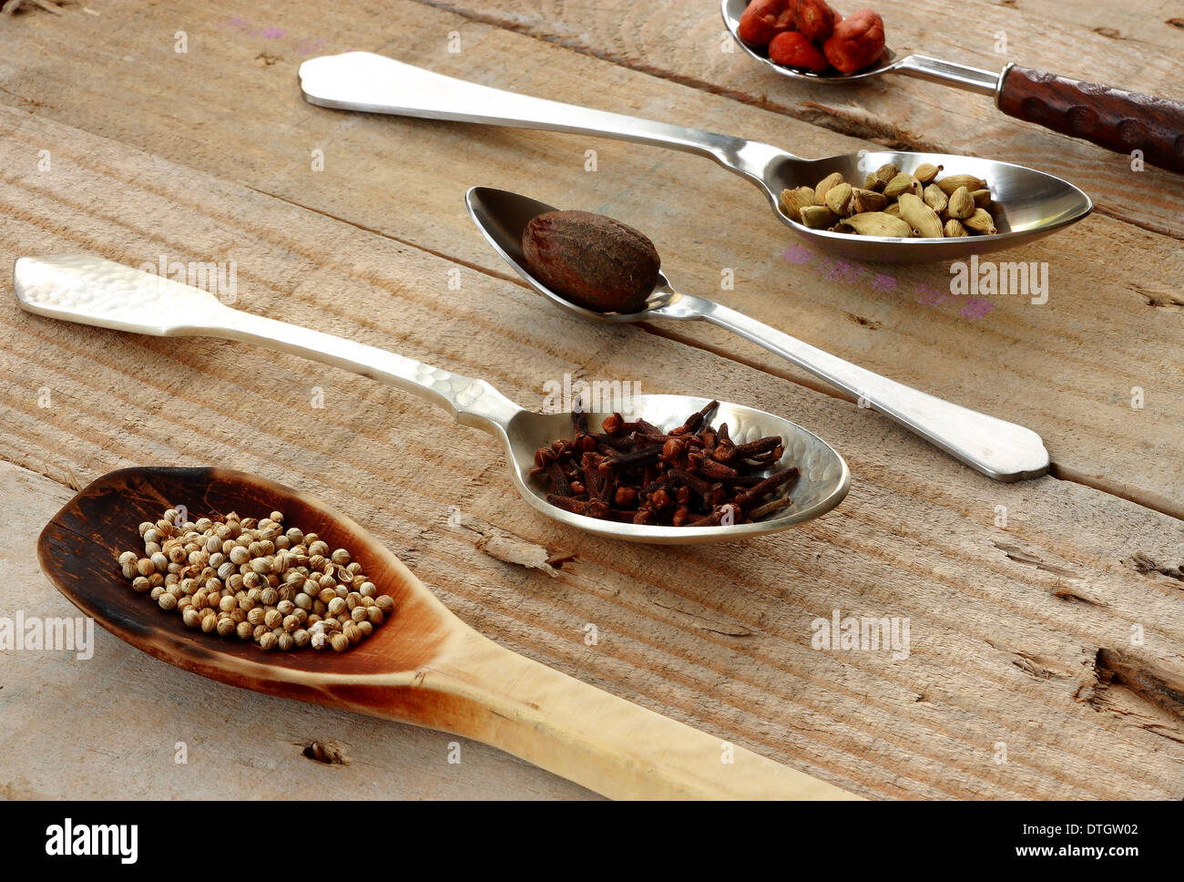Silver spoons with spices hi-res stock photography and images - Alamy