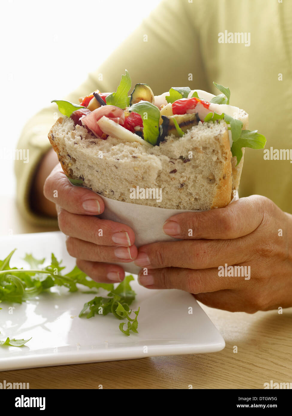 Vegetable,cheese and raw ham sandwich Stock Photo - Alamy