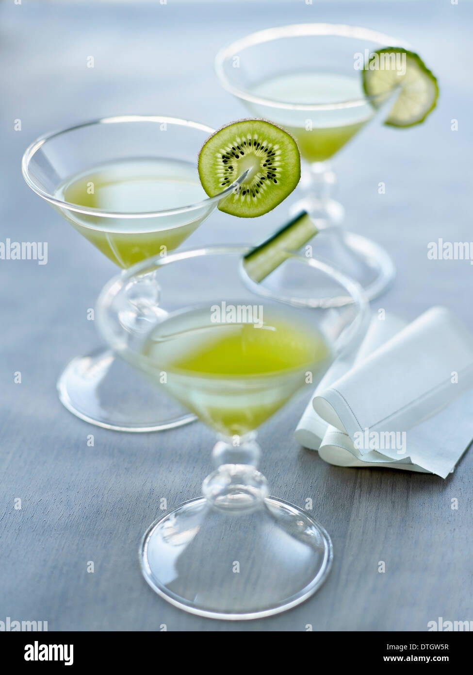 Floc de Gascogne cocktail with cucumber,kiwi and combava Stock Photo ...