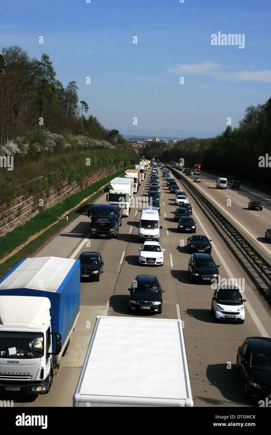 german autobahn - traffic jam Stock Photo - Alamy