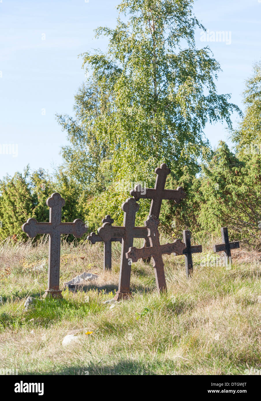 Old rusty metal crosses at graveyard Stock Photo - Alamy