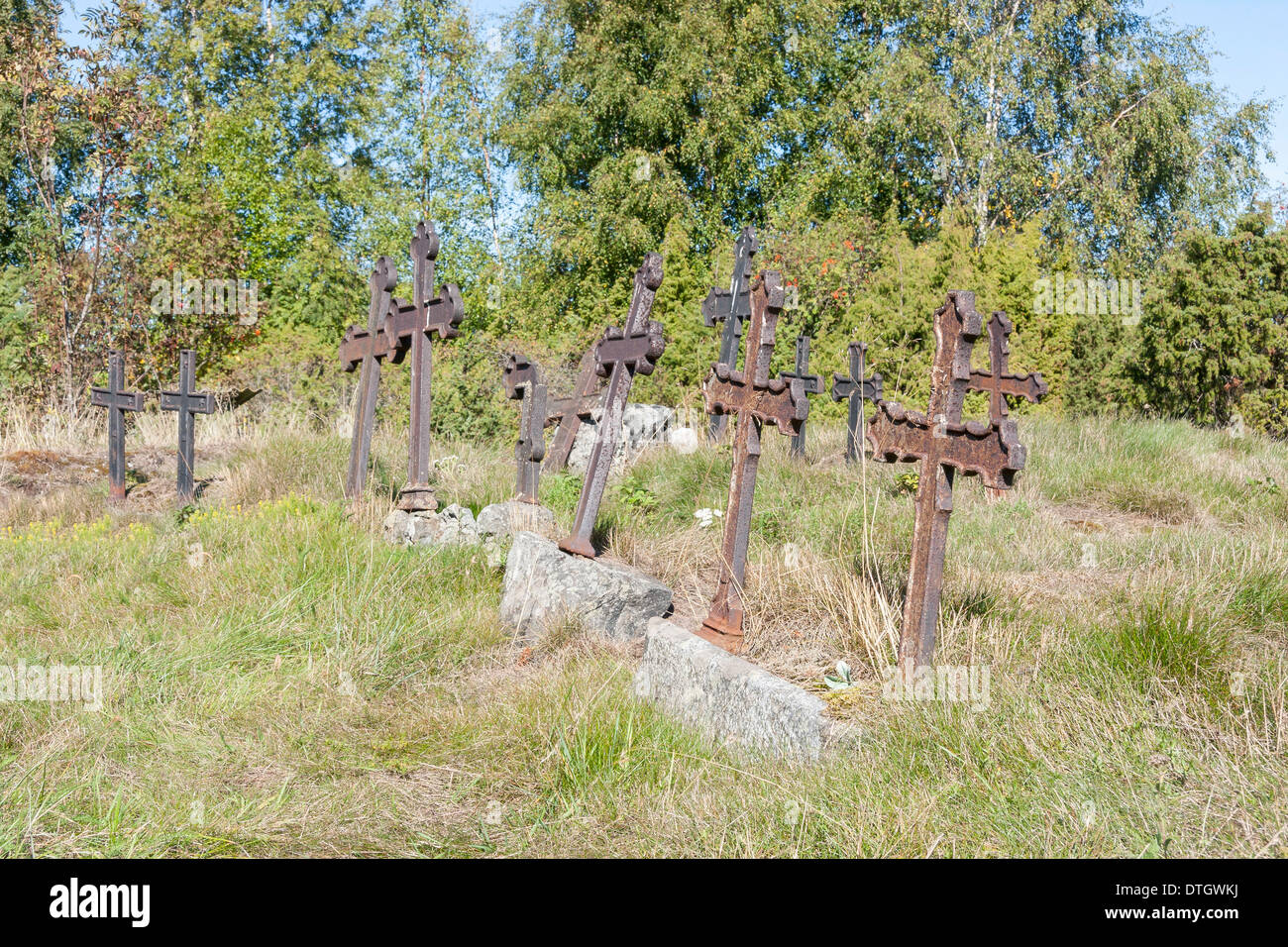 Old rusty metal crosses at graveyard Stock Photo - Alamy