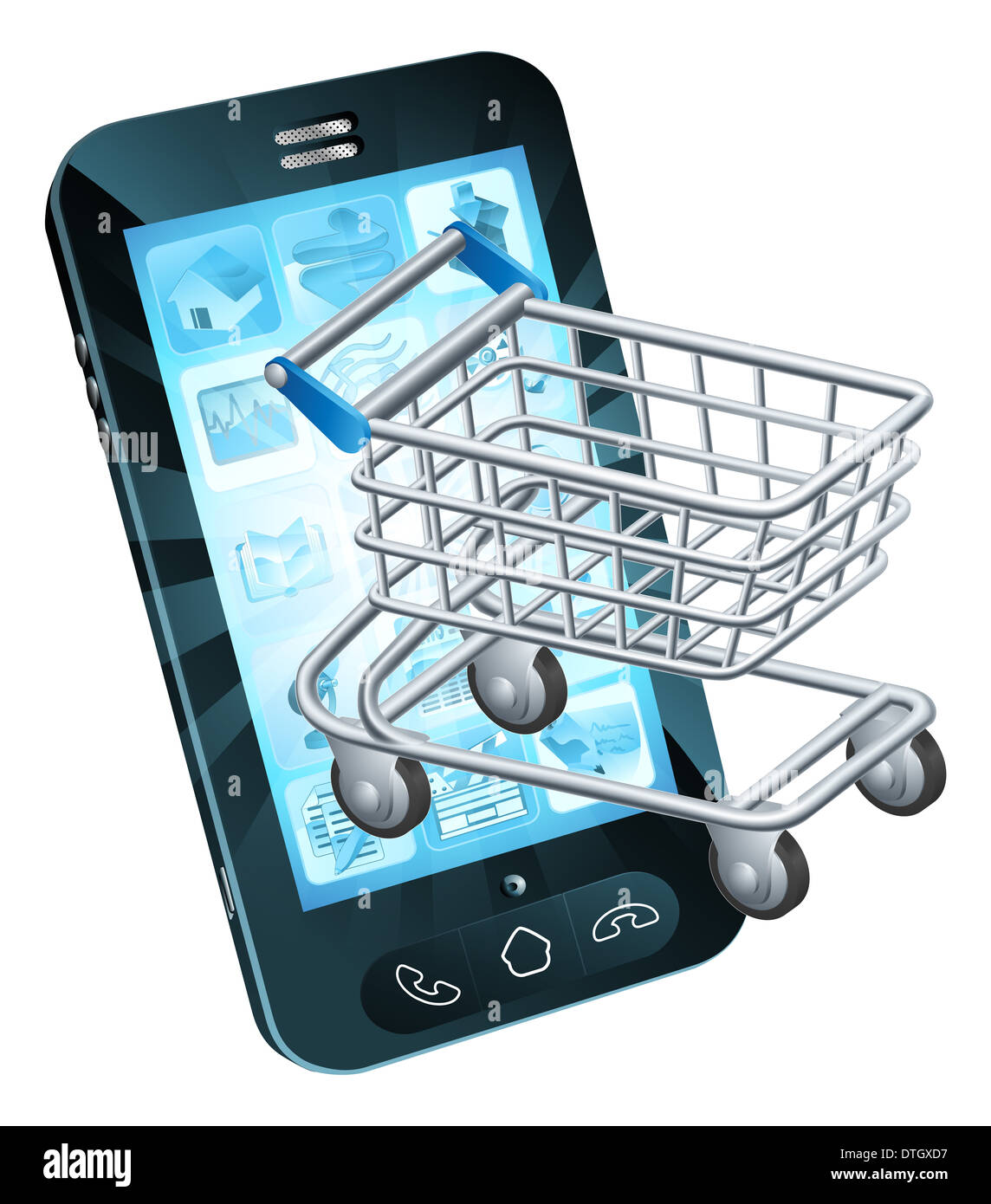 Shopping cart cell phone concept of a mobile phone with a shopping ...