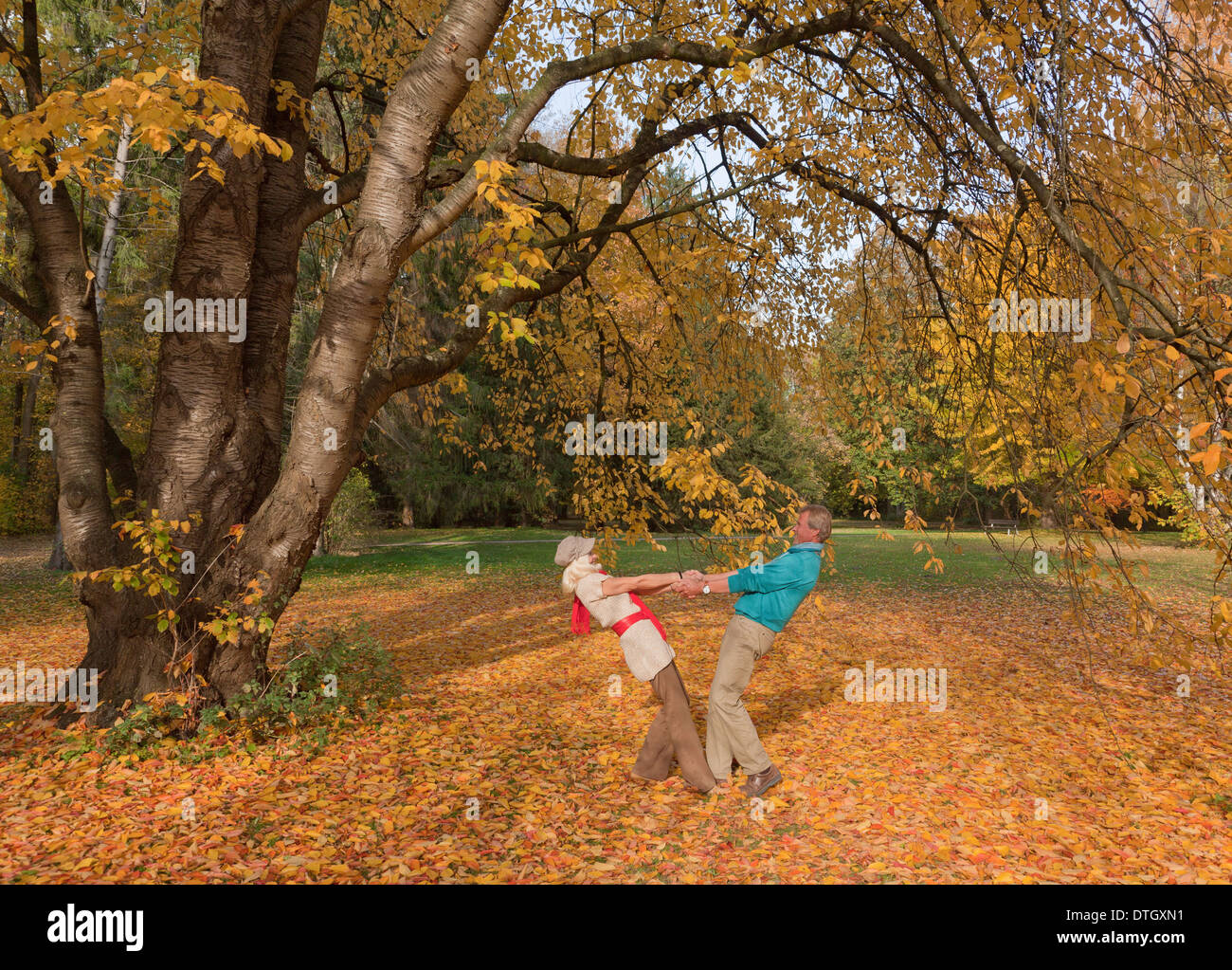 Women dancing autumn leaves fall hi-res stock photography and images ...