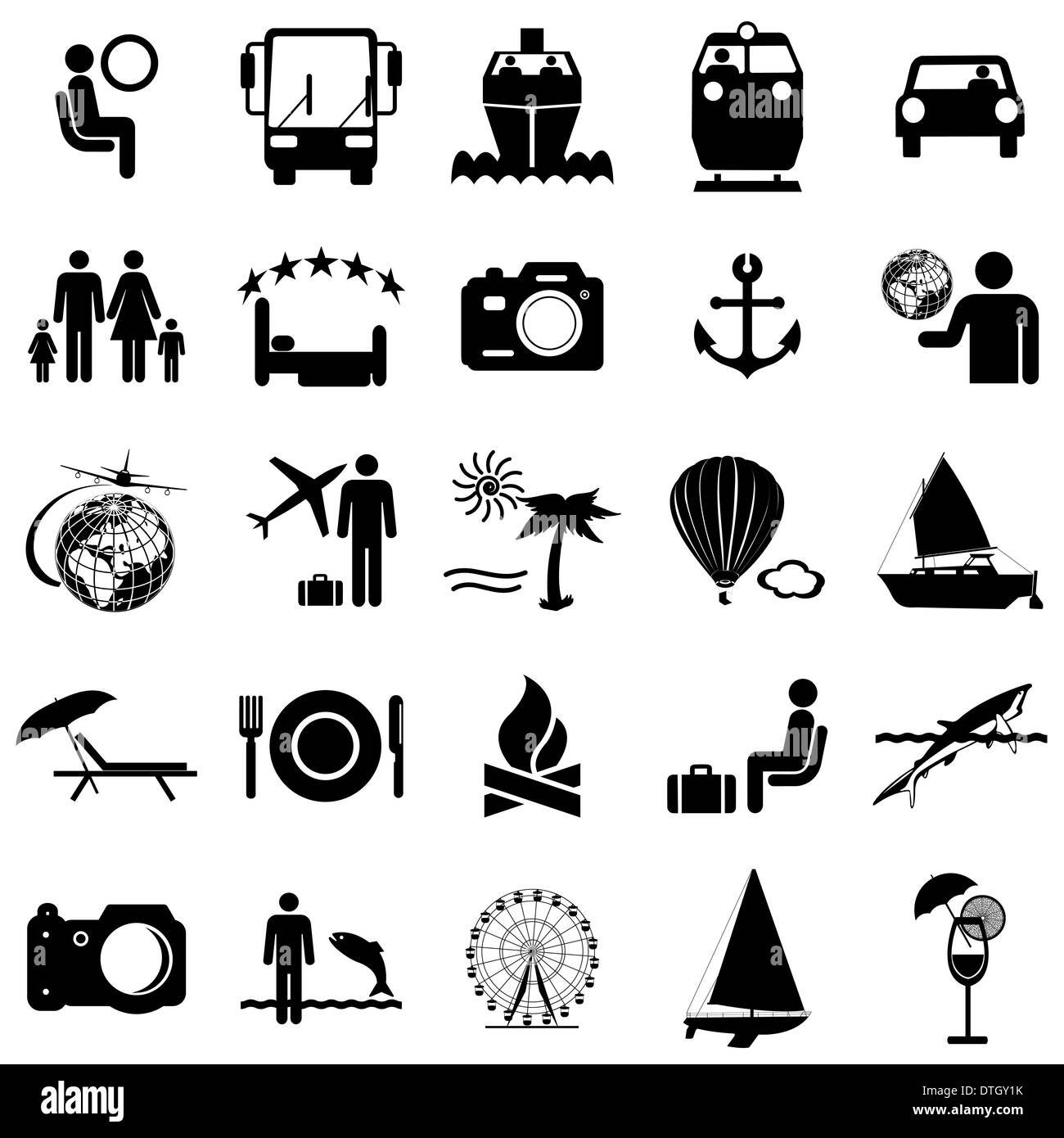 Collection flat icons. Travel symbols. Vector illustration Stock Photo ...