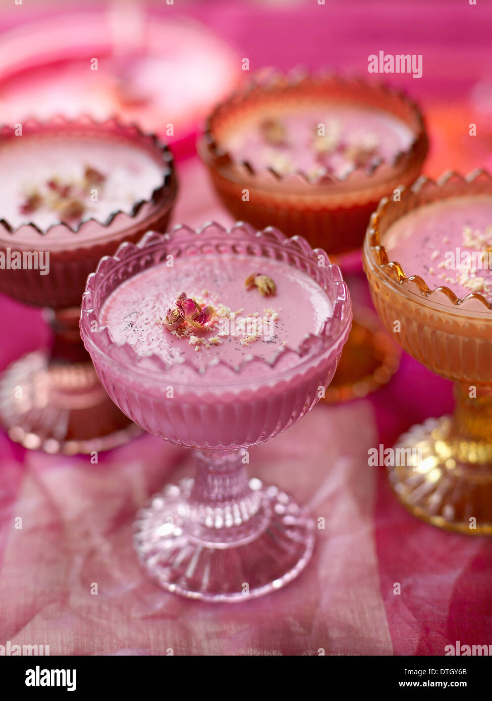 Rose-flavored baked egg custard Stock Photo - Alamy
