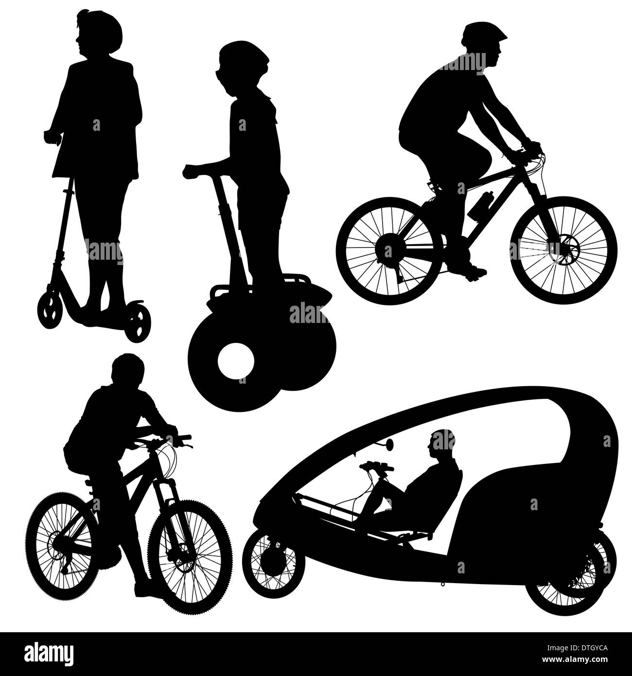 Set silhouette of a cyclist. vector illustration Stock Photo - Alamy