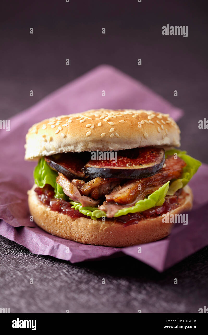 Duck and fig burger Stock Photo - Alamy