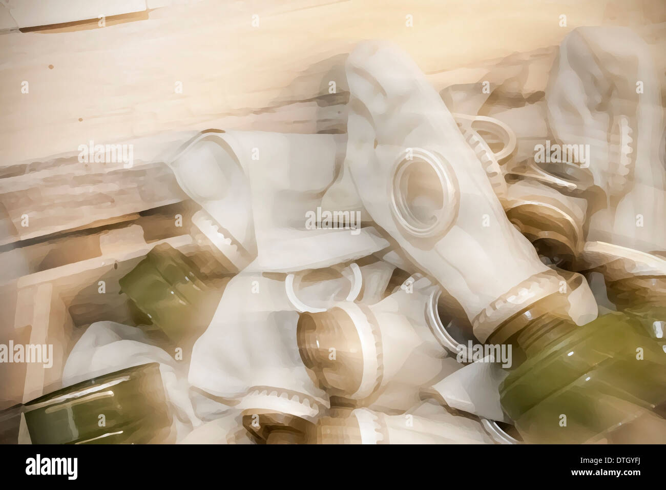 Picture of gas masks with water color effect Stock Photo - Alamy
