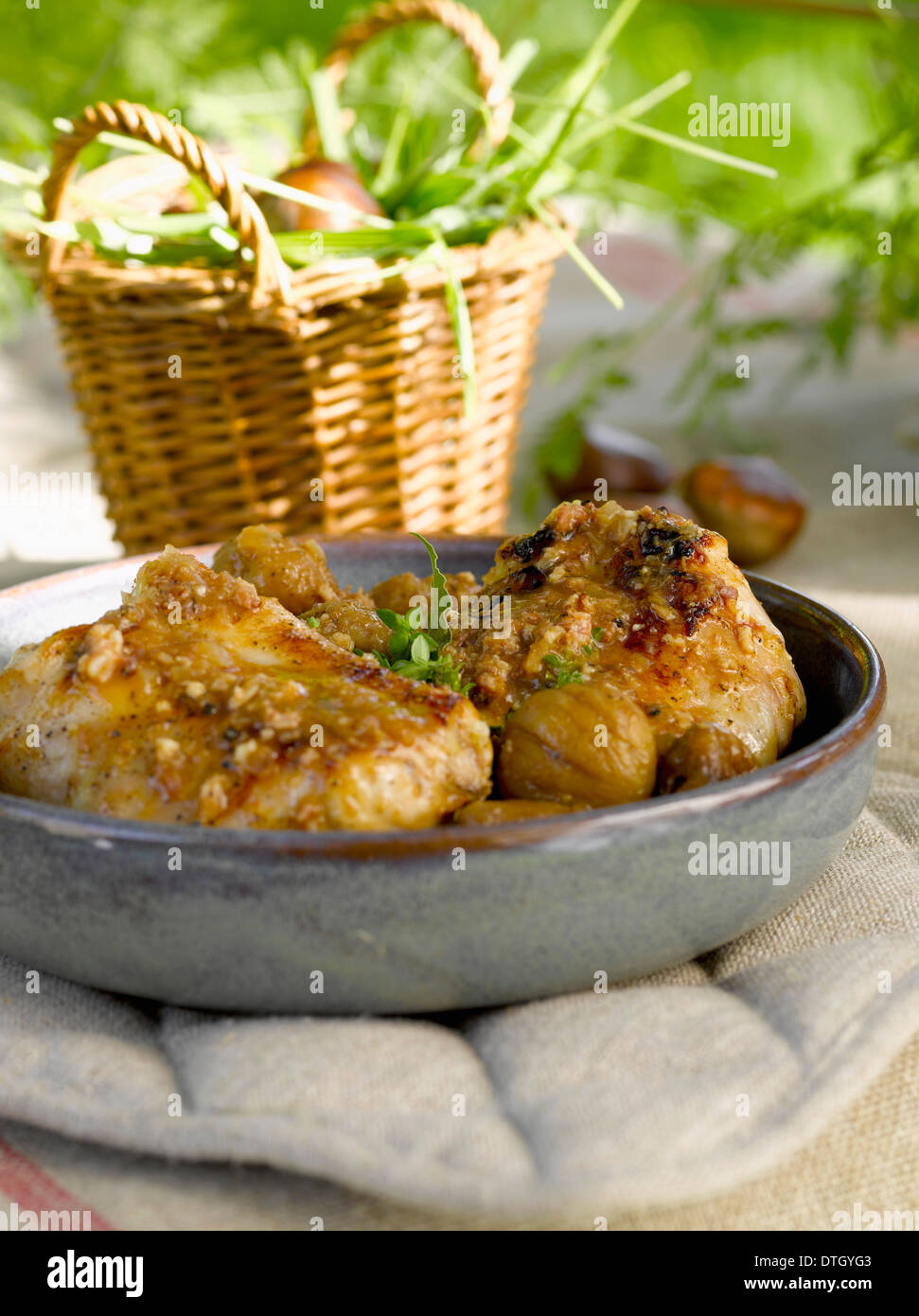 Saddle of rabbit with chestnuts Stock Photo - Alamy